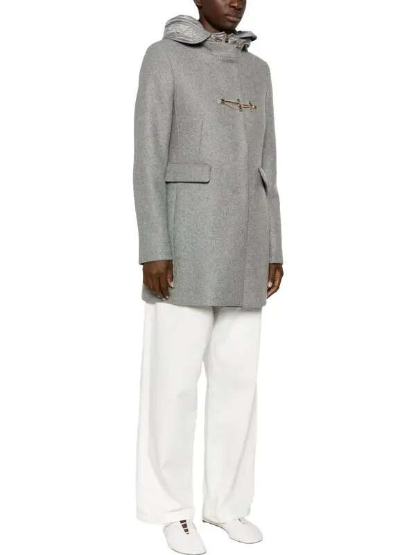 FAY Toggle-fastening Hooded Coat - Grey