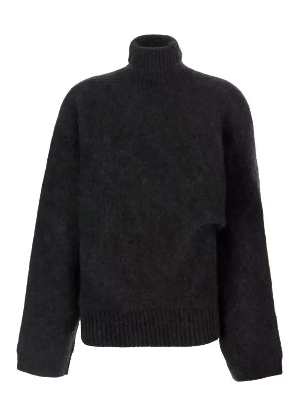 GANNI Logo-plaque Roll-neck Sweater - Grey