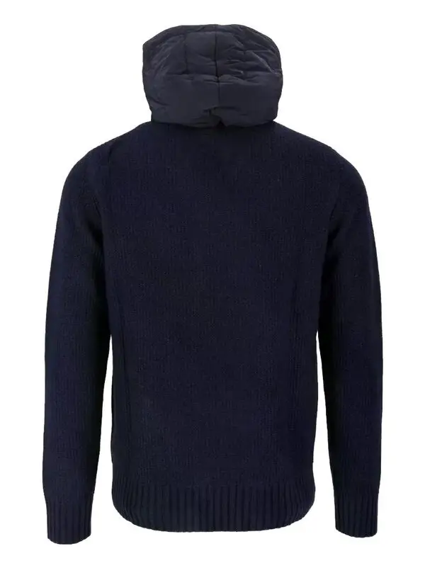BALLANTYNE Hooded Elbow-patch Cardigan - Blue