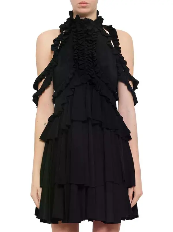 Alexander McQueen Ruffled Tiered Mini Dress - Black