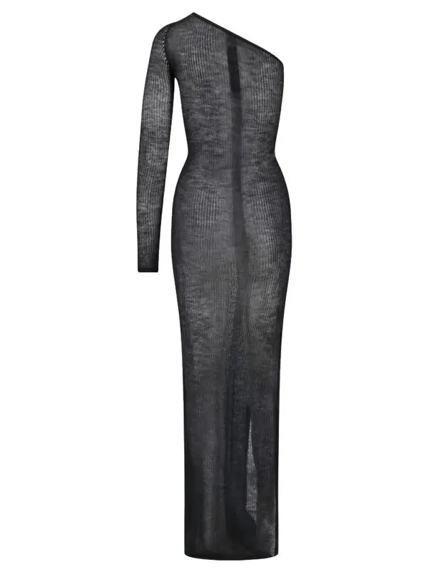 Rick Owens One-shoulder Ribbed-knit Dress - Black