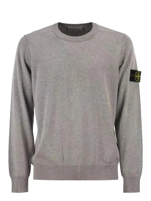 Stone Island 5100053 Compass-patch Crew-neck Sweater - Grey