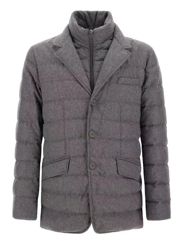 Herno Quilted Flannel Coat - Grey