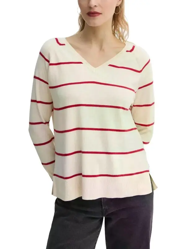 LEVI'S Petal Striped V-neck Sweater - Neutrals
