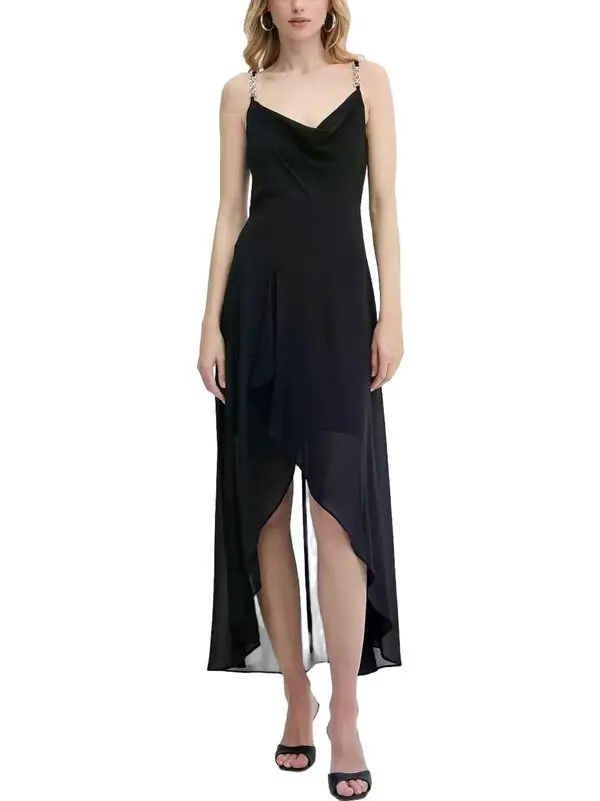 MORGAN Chain-strap Asymmetric-hem Dress - Blue