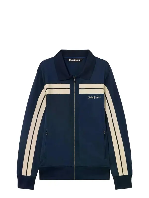 Palm Angels Logo Heritage Zip-up Sweatshirt - Blue