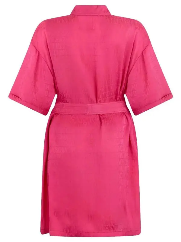Moschino Logo-jacquard Belted Mini Shirt Dress - Pink