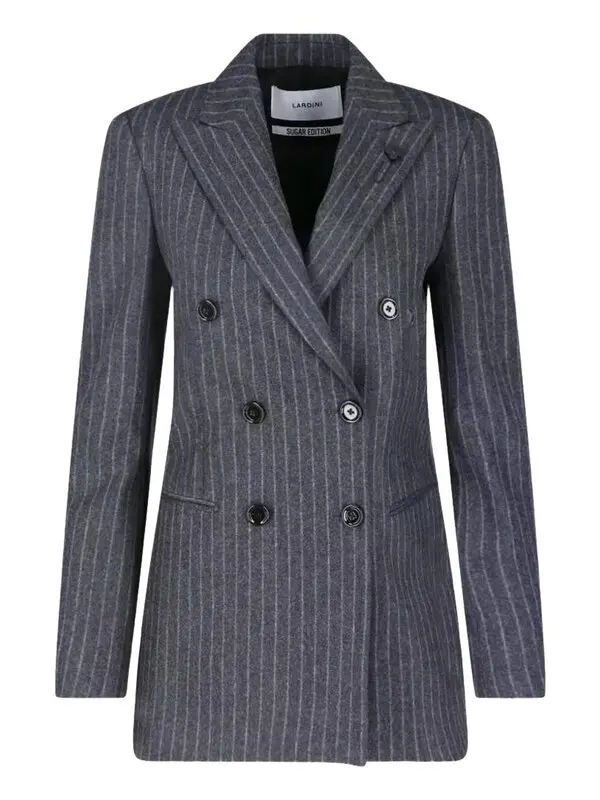 LARDINI Pinstripe Double-breasted Blazer - Grey