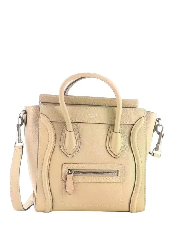 Celine Luggage Bag Grainy Leather Nano Crossbody Bag - Neutrals