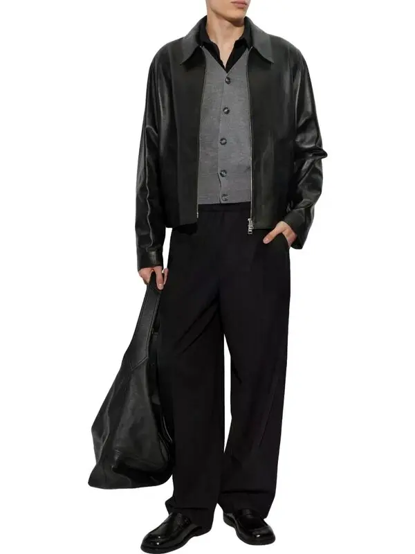 AMI Paris Lamb Leather Zipped Jacket - Black