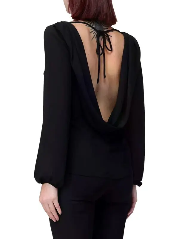 HANITA Open-back Draped Top - Black