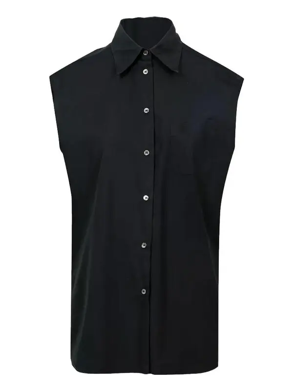 N°21 Sleeveless Chest-pocket Shirt - Black