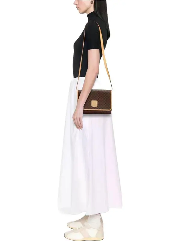 Celine 2013 Macadam Coated Canvas Crossbody Bag - Brown