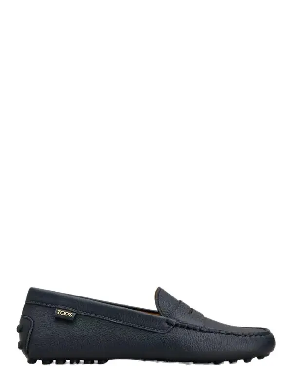 TOD'S Gommino Pebbled Leather Loafers - Blue