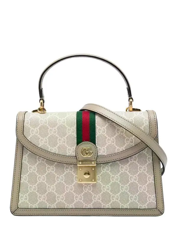 Gucci 2016-2026 Small Gg Canvas Web Ophidia Top Handle Flap Satchel - Neutrals