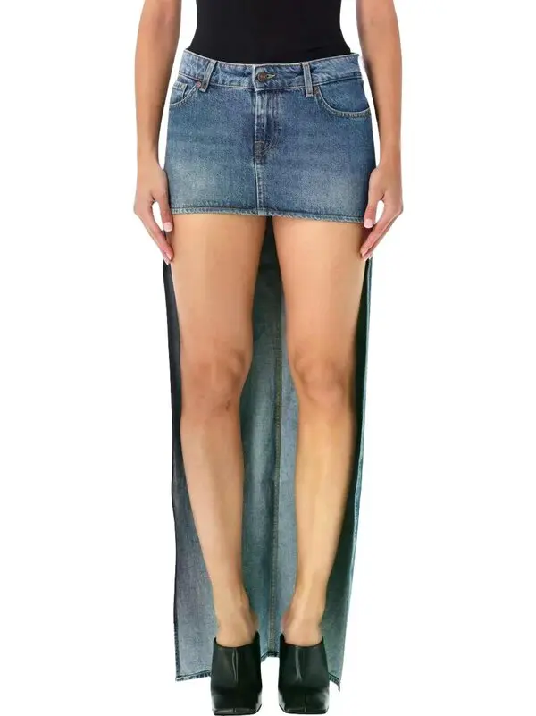 7 For All Mankind High-low Denim Skirt - Blue