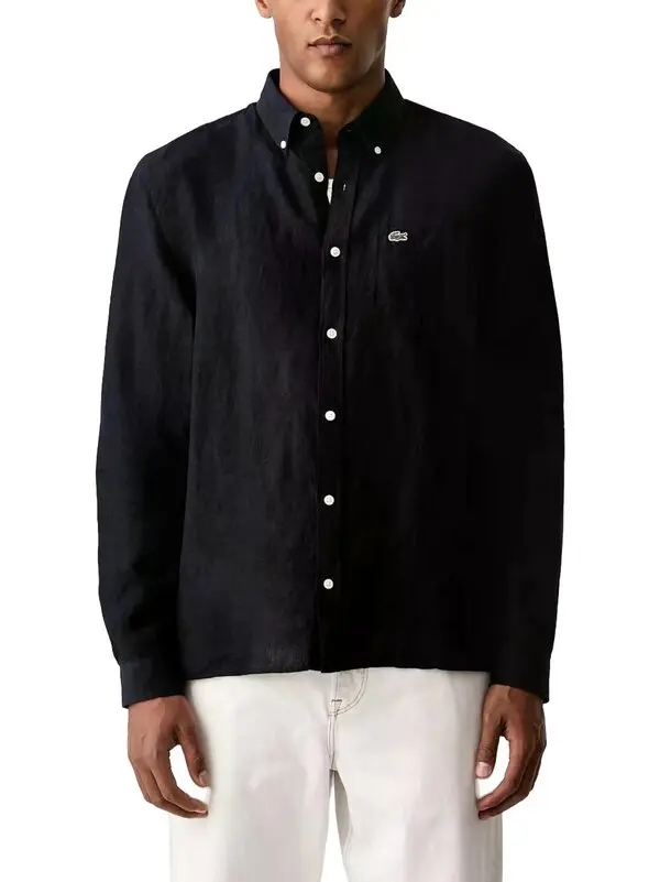 Lacoste Logo-patch Linen Shirt - Blue