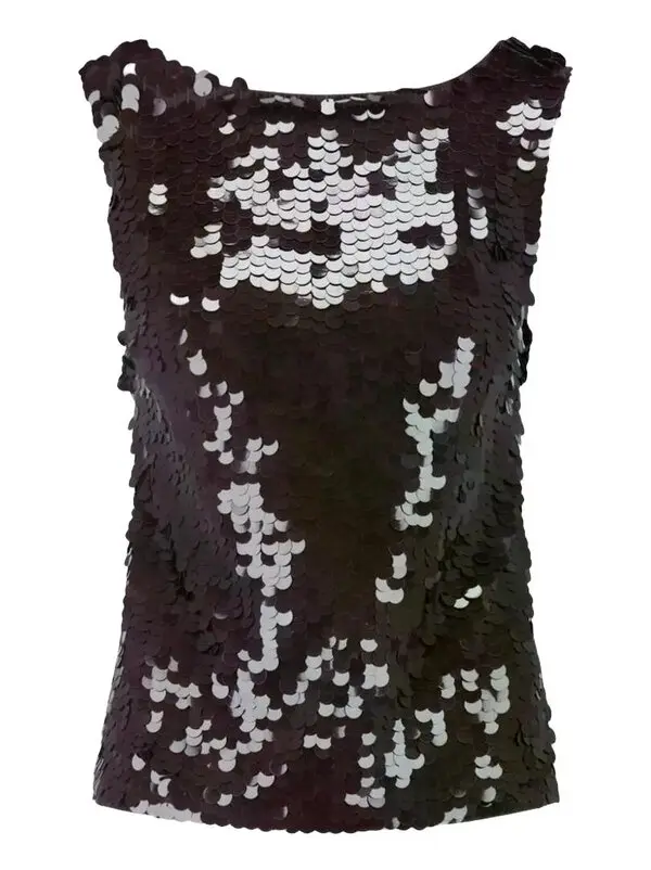 P.a.r.o.s.h Sequin-embellished Sleeveless Top - Brown