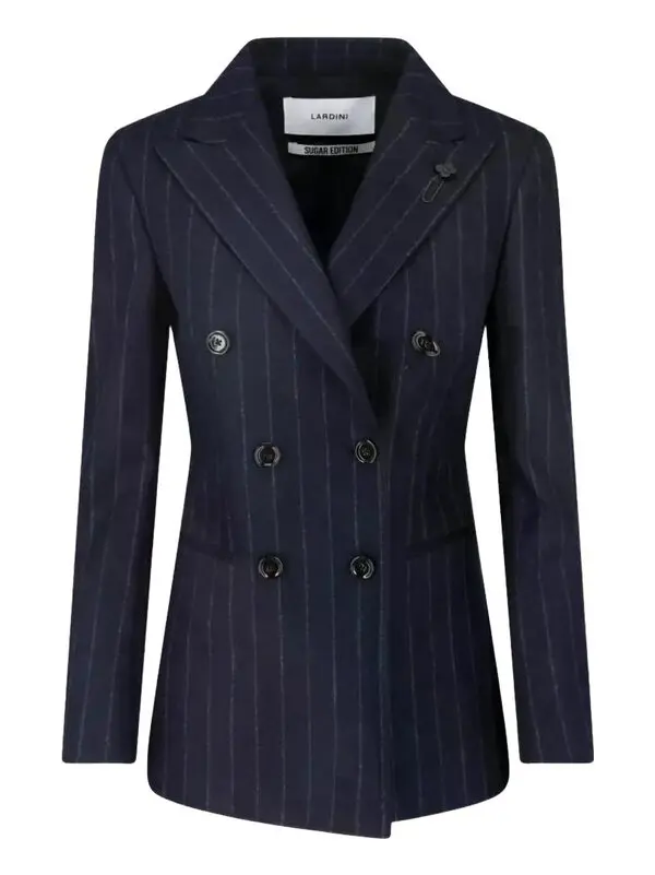 LARDINI X Sugar Pinstripe Double-breasted Jacket - Blue