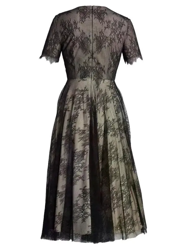Erdem Floral-lace Short-sleeve Dress - Black