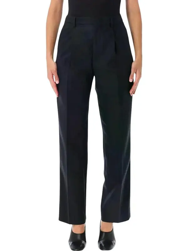 Auralee Pleated Straight-leg Trousers - Black