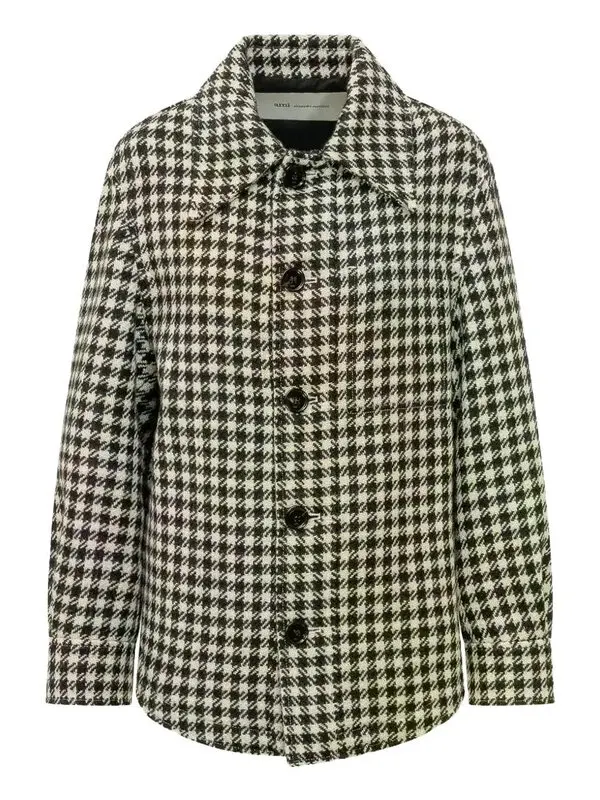 AMI Paris Houndstooth-pattern Buttoned Jacket - Black