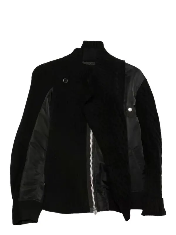 Sacai Cable-knit Hybrid Jacket - Black