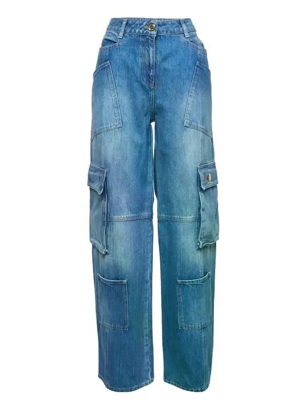 Elisabetta Franchi Wide-leg Cargo Jeans - Blue