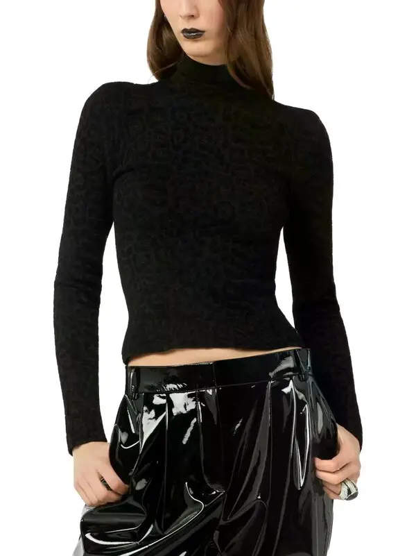 Roberto Cavalli Leopard-jacquard T-shirt - Black