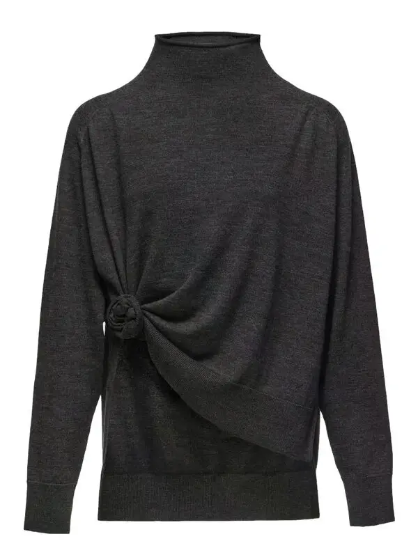Magda Butrym Knotted Wool Turtleneck Sweater - Grey