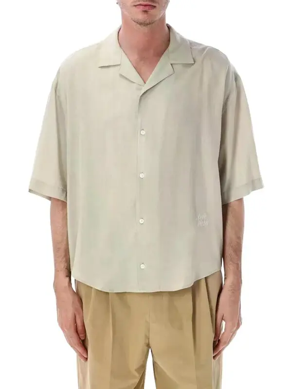 AMI Paris Logo-embroidered Boxy Shirt - Neutrals