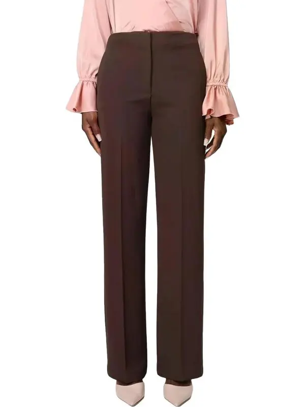 HANITA Pressed-crease Straight-leg Trousers - Brown