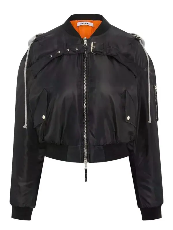 SRVC STUDIO Hood-detail Bomber Jacket - Black