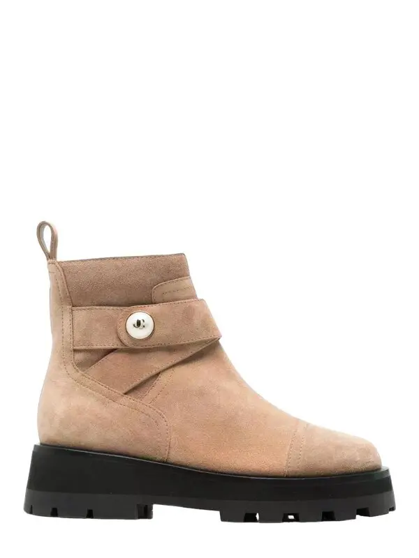 JIMMY CHOO Pearl-embellished Suede Ankle Boots - Neutrals