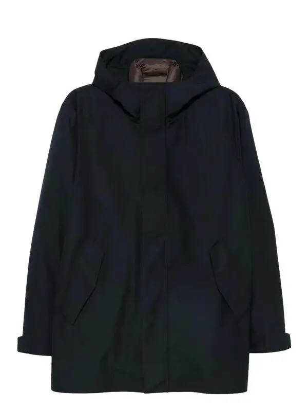 ON THE BUND Hooded Zip-up Layered Parka - Blue
