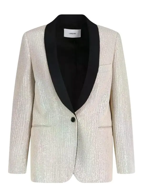LARDINI Sequin-embellished Shawl-lapel Jacket - Neutrals