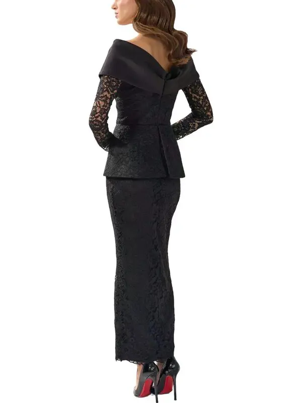 SILK LOVE & LACE Tamara Off-shoulder Gown - Black