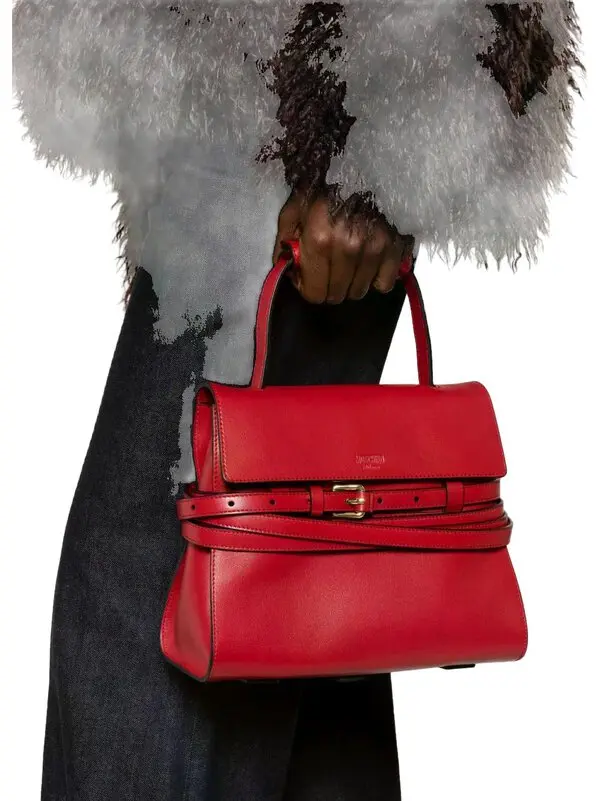 Moschino Belt-detail Leather Tote Bag - Red