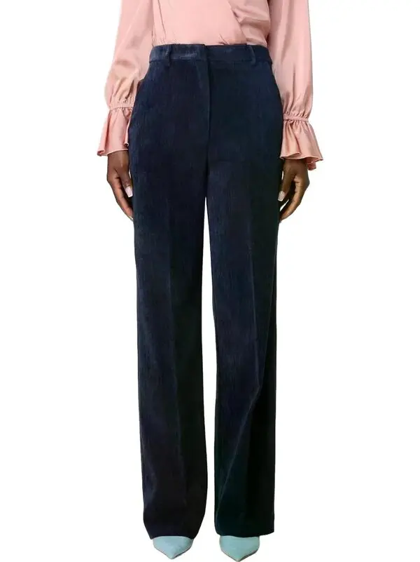 HANITA High-waisted Wide-leg Trousers - Blue