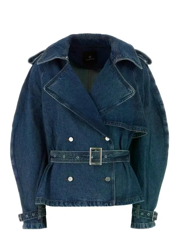 ANINE BING Pascale Belted Denim Jacket - Blue
