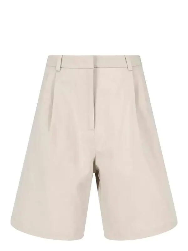 THE FRANKIE SHOP Marfa Pleated Cotton Shorts - Neutrals
