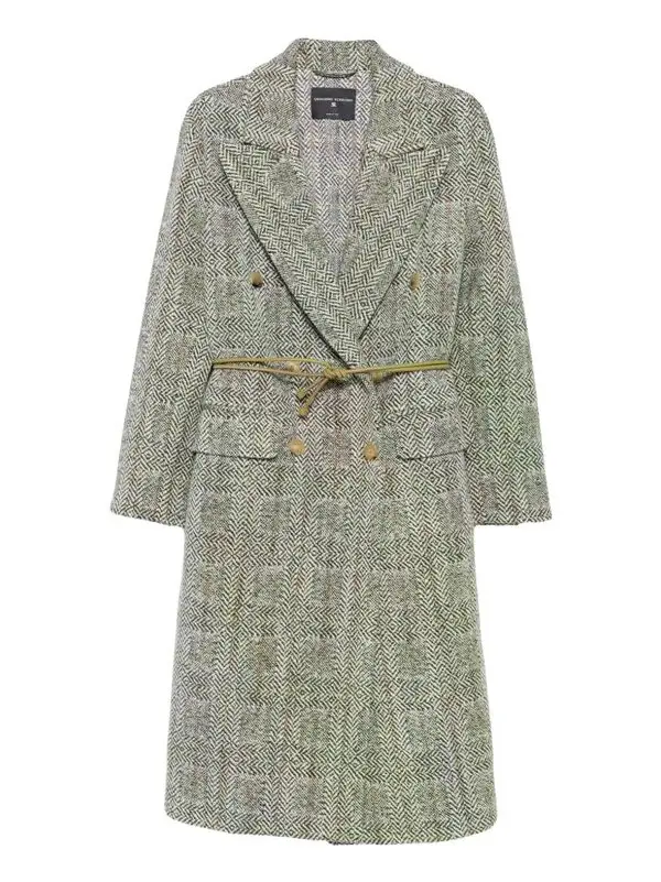 Ermanno Scervino Herringbone Double-breasted Coat - Grey