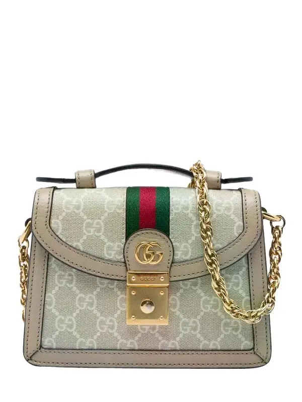 Gucci 2016-2026 Small Gg Supreme Web Ophidia Top Handle Bag Satchel - Neutrals