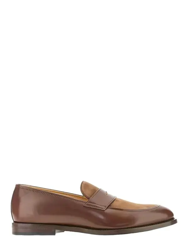 Brunello Cucinelli Panelled Leather Penny Loafers - Brown