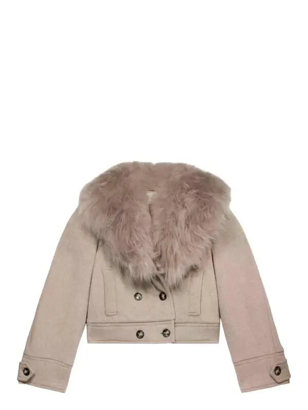 Blumarine Double-breasted Faux-fur Collar Coat - Neutrals