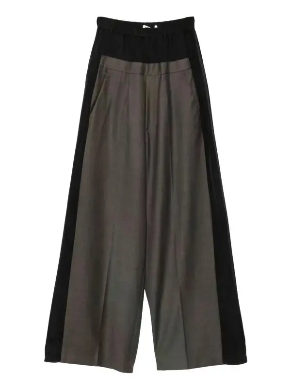LUTZ HUELLE Contrast-panel Wide-leg Trousers - Brown