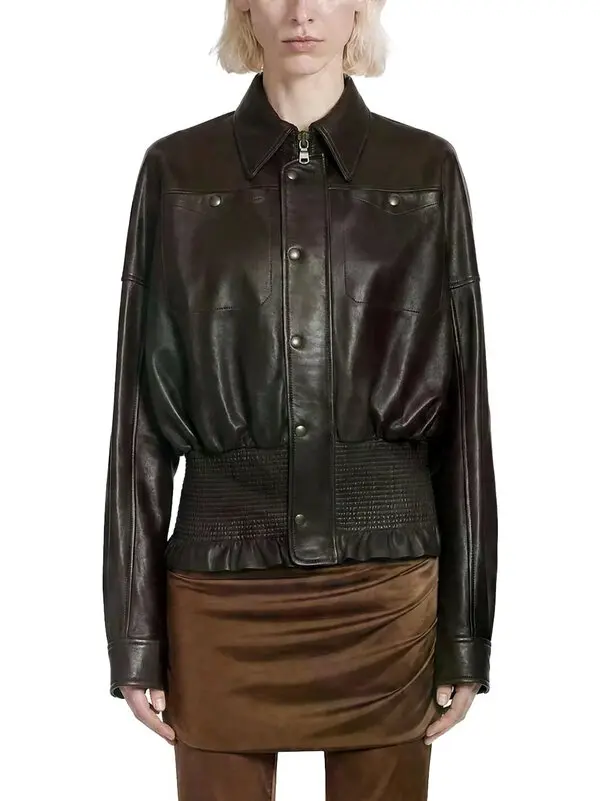 PETAR PETROV Soft Tension Leather Jacket - Brown