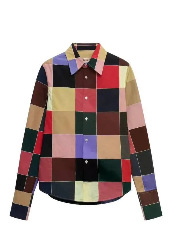 Marni Multicolour Patchwork Poplin Shirt - Neutrals