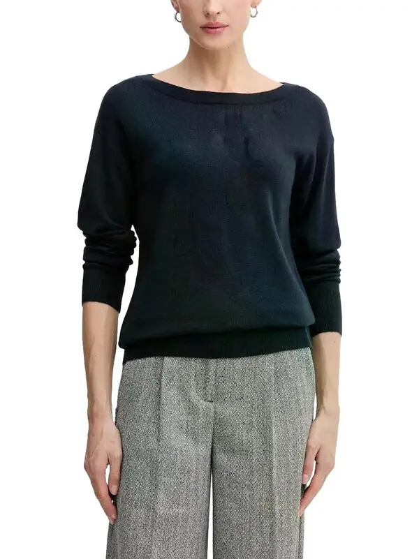 Sisley Boat-neck Long-sleeve Jumper - Blue