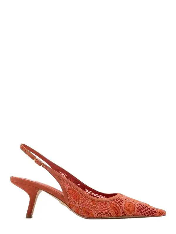 Sam Edelman Bianka Embroidered Mesh Slingback Pumps - Red
